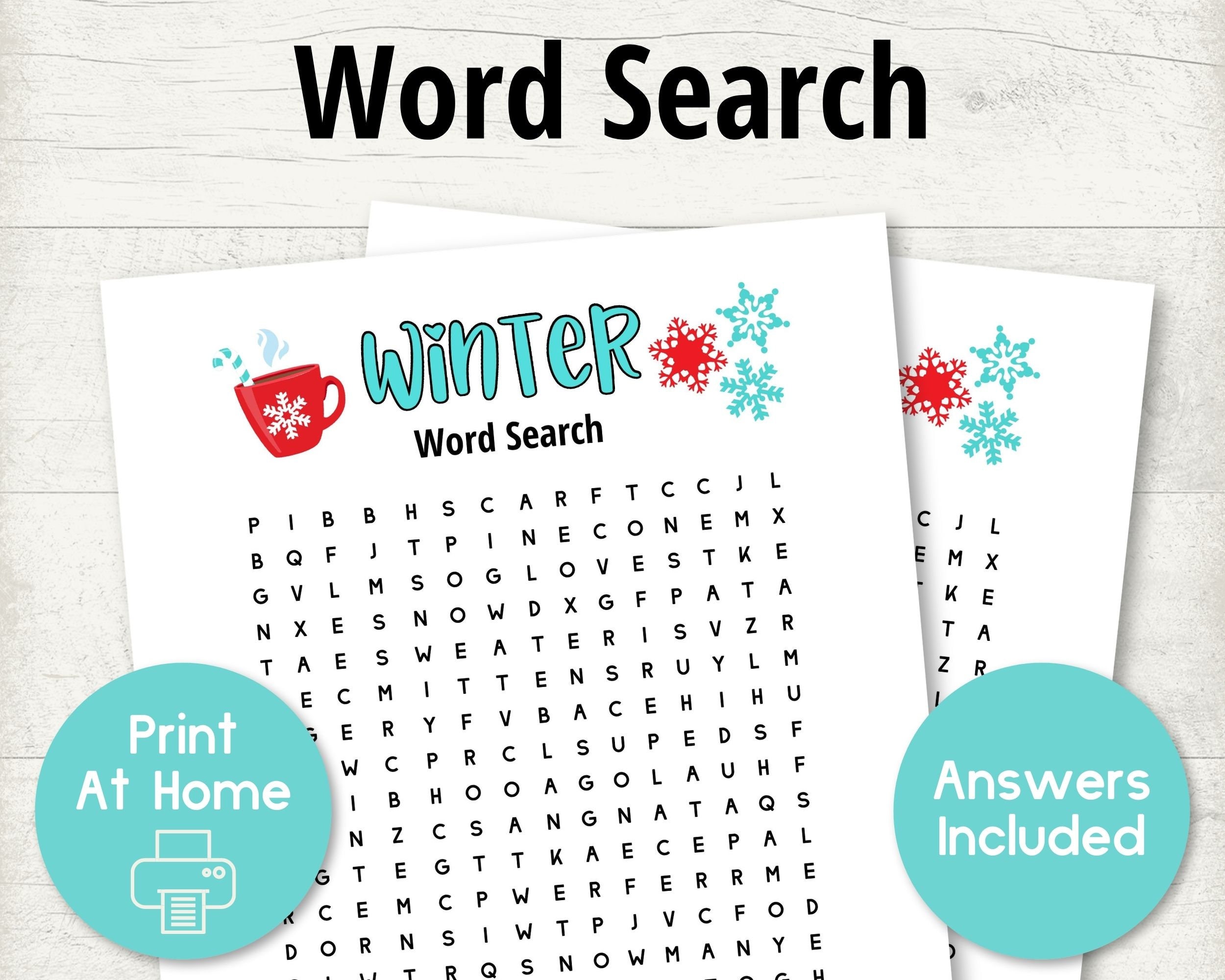Winter Activity Bundle, Dice Game Printable, Word Search, Word Scramble ...
