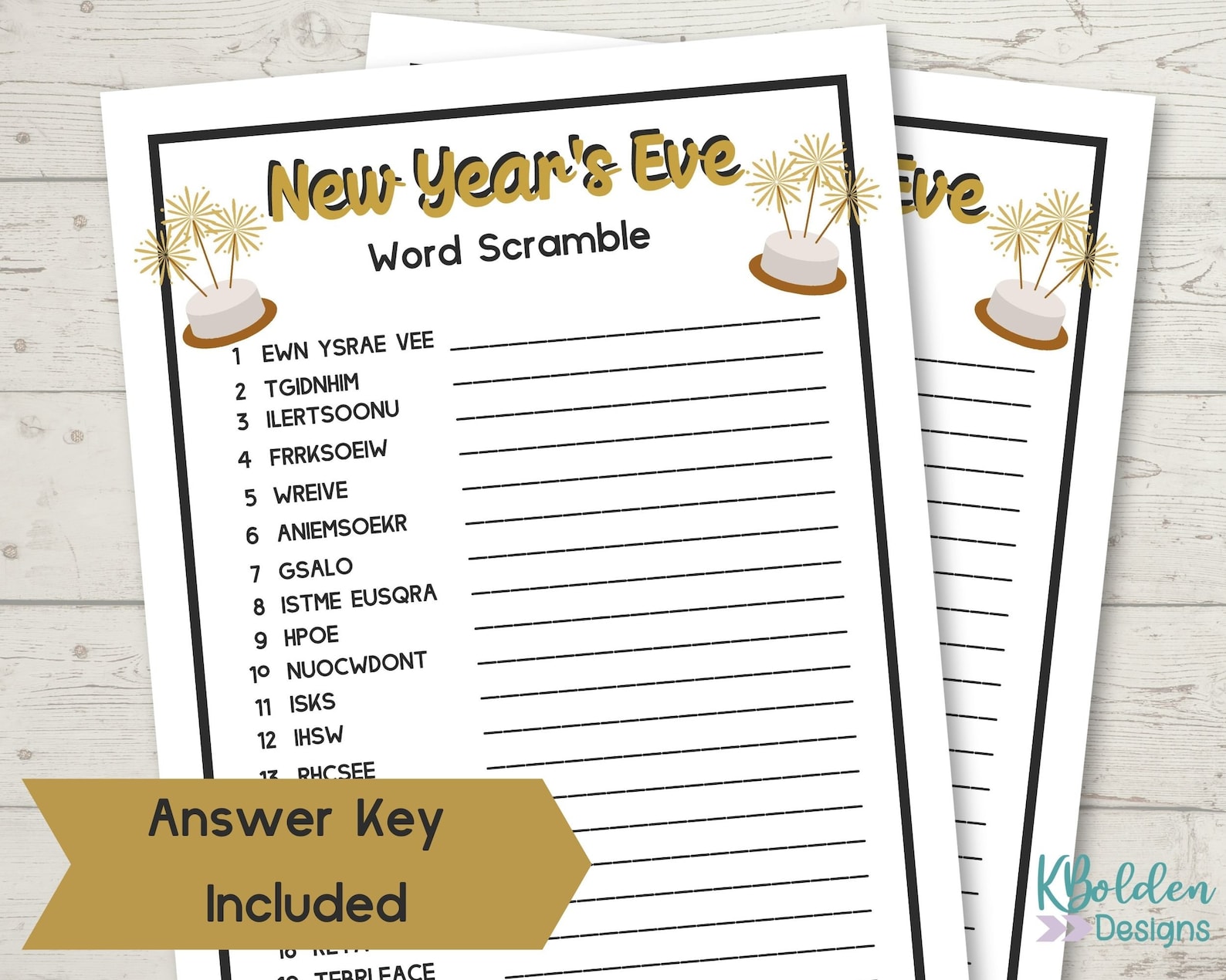 New Year's Activities Bundle - Word Games - Etsy