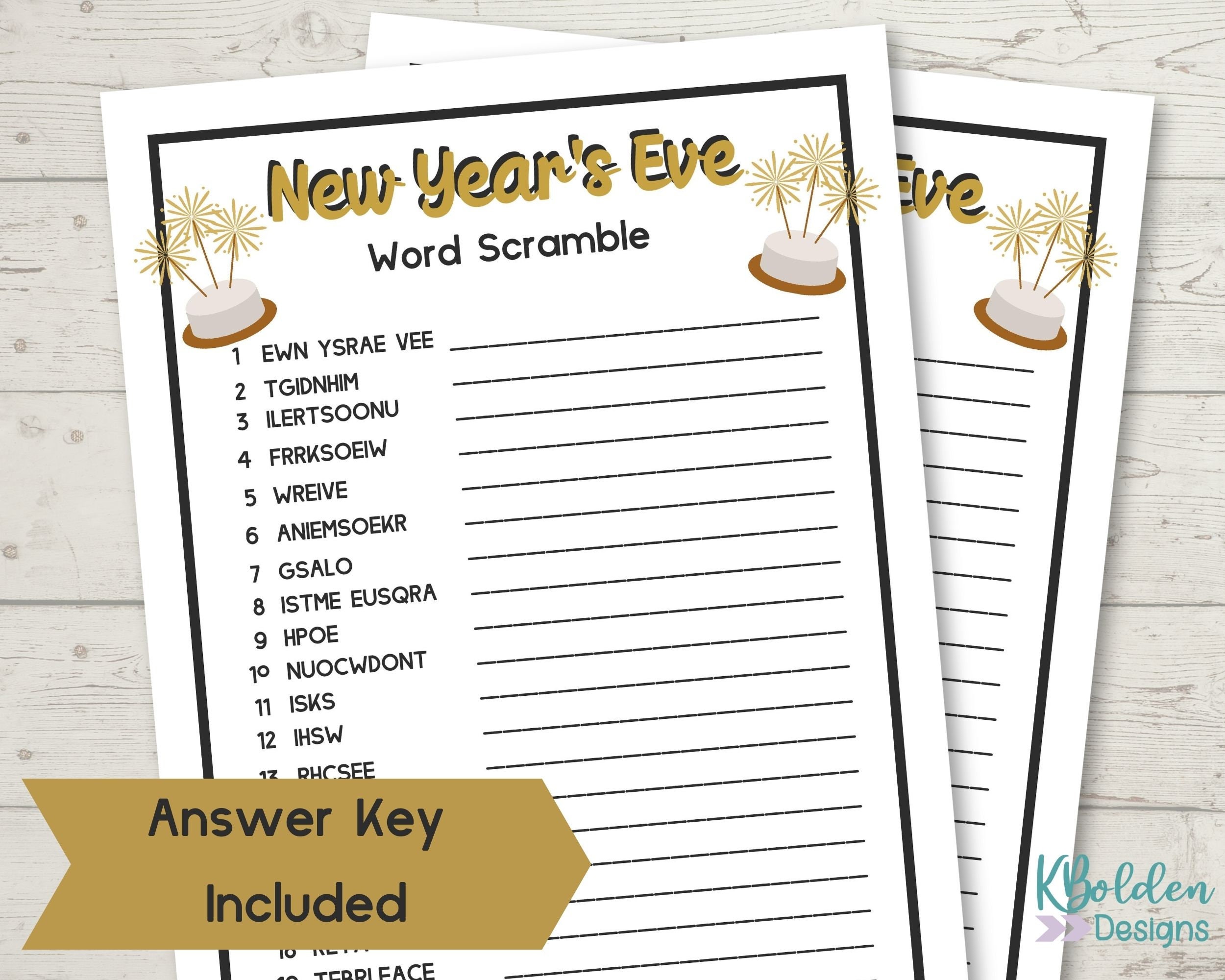 New Year's Activities Bundle - Word Games - Etsy