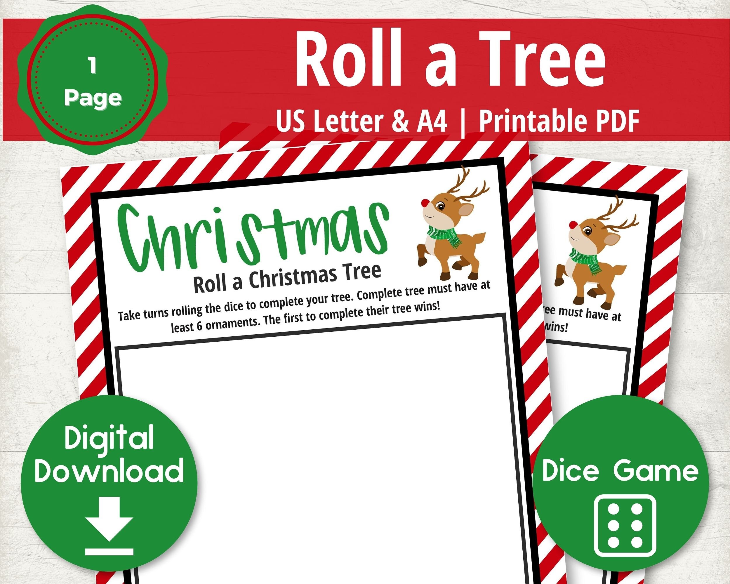 Roll a Christmas Tree Dice Game Printable Holiday Party Game Family ...