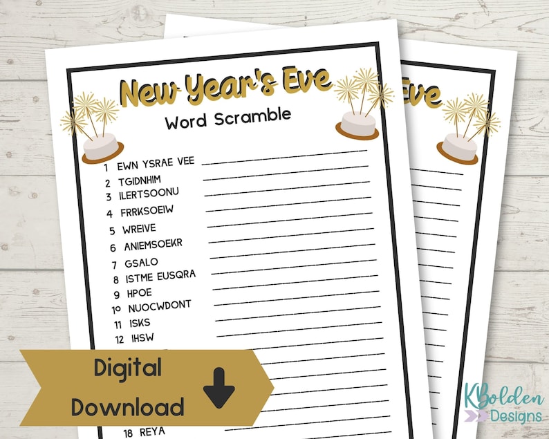 New Year's Eve Word Scramble - Etsy