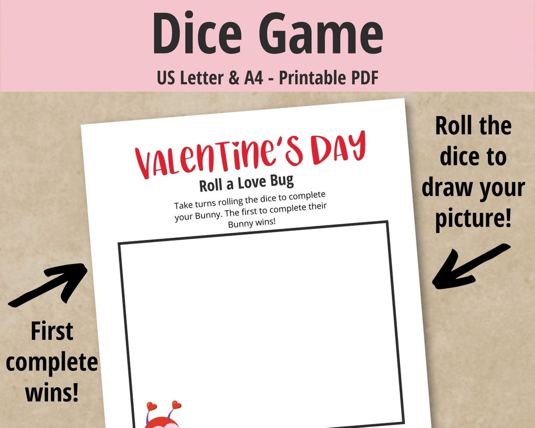 Valentine's Day Roll a Love Bug, Dice Game Printable, Fun Valentine's ...