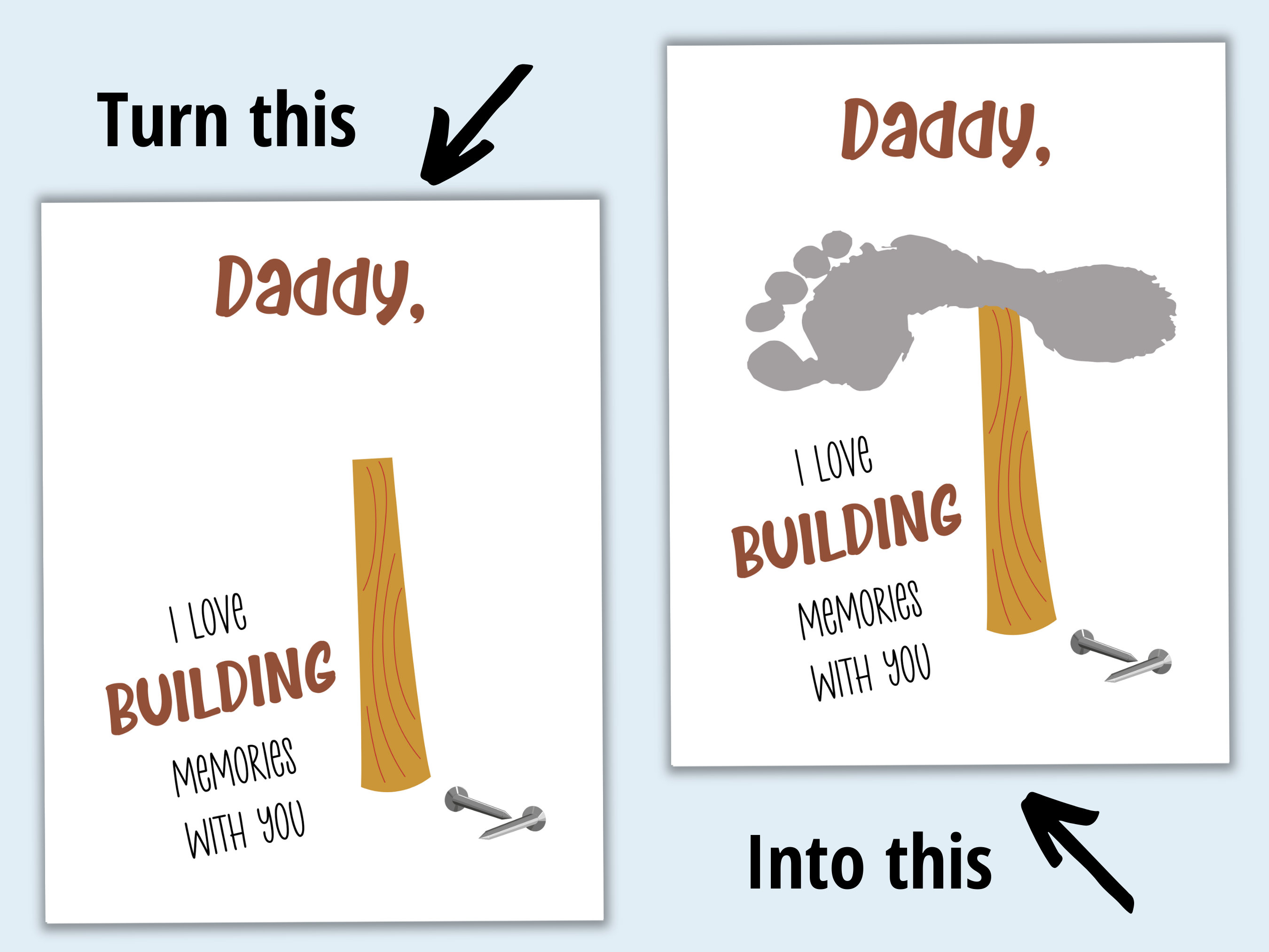 Father's Day Handprint Art, DIY Gift for Dad From Kids, Handprint Craft ...