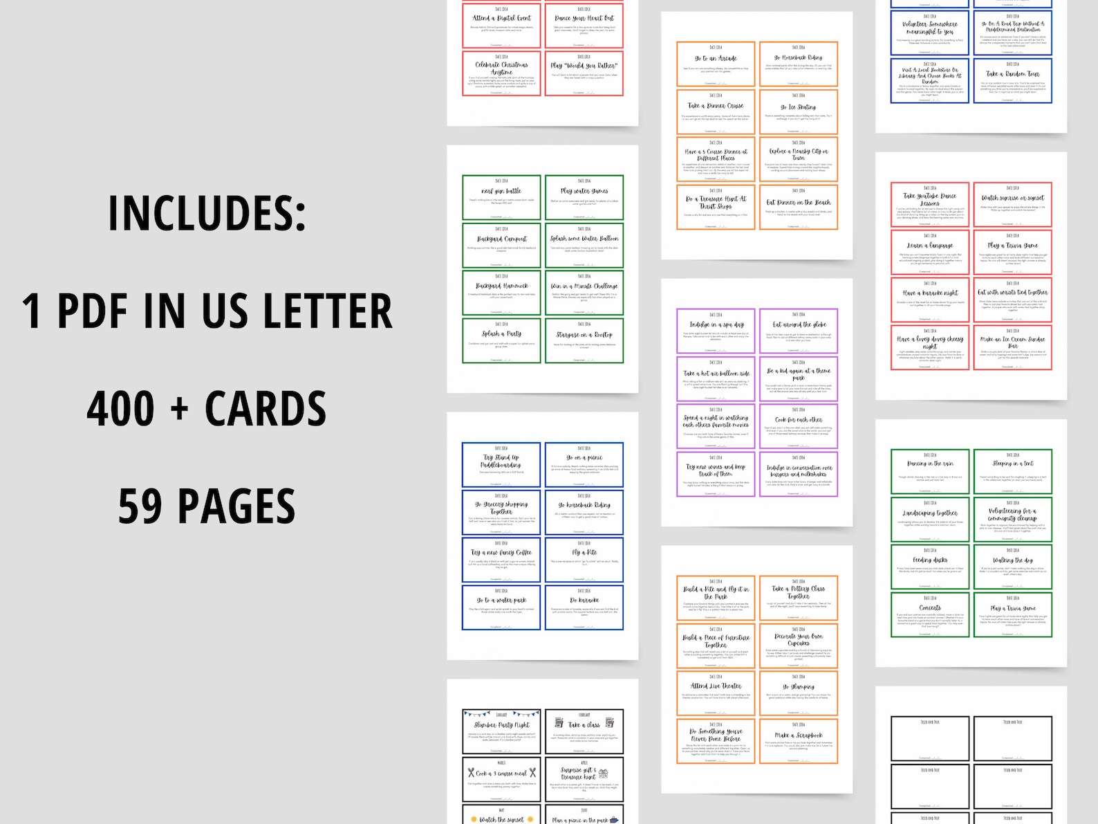 Printable Date Cards for Date Night, Date Night Idea Card Game, DIY ...