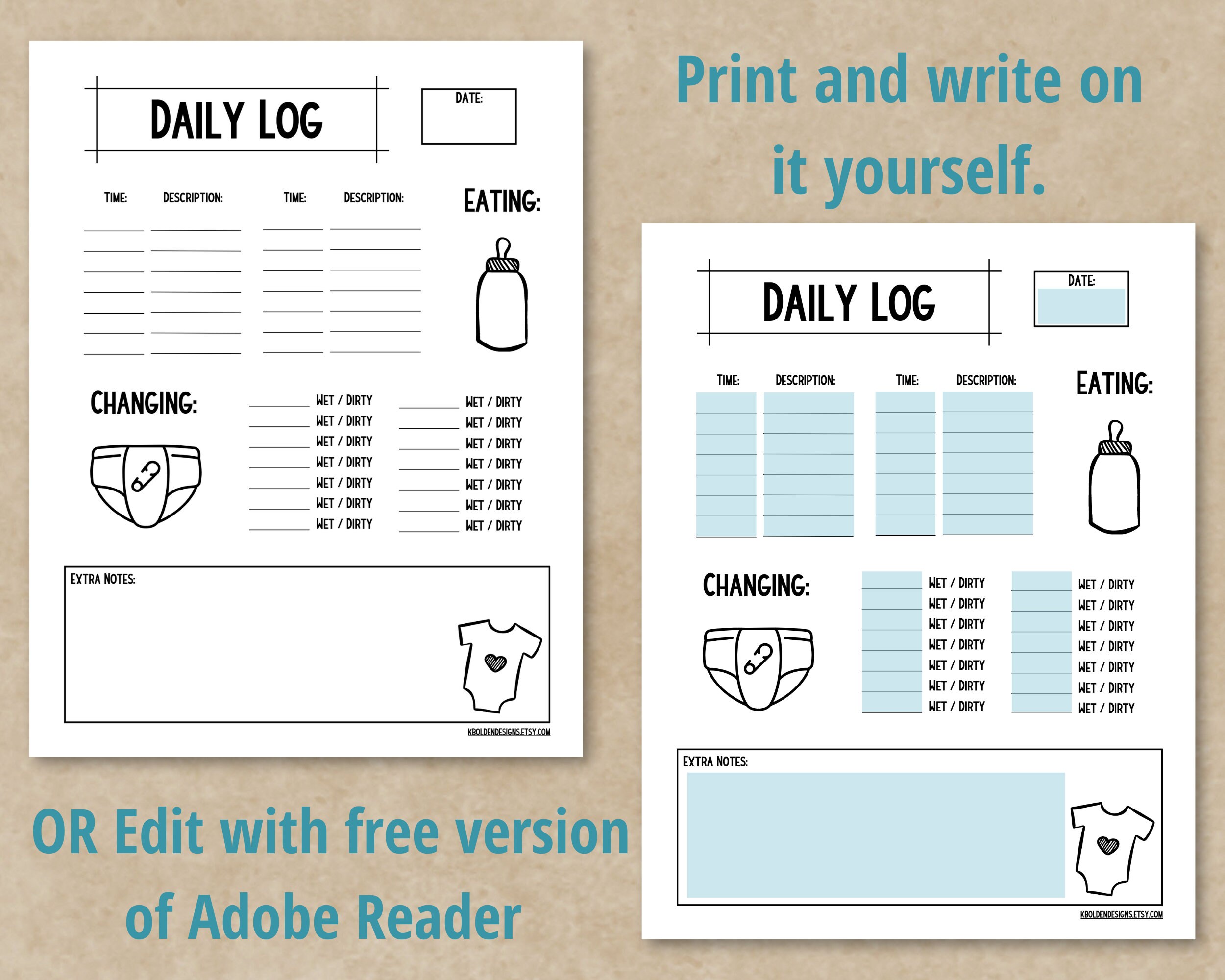 Baby Log and Schedule, Infant Daily Log Printable, Newborn Daily Log ...