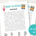 Back to School Word Search, Printable Games, Digital Download, Word ...