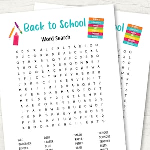 Back to School Word Search, Printable Games, Digital Download, Word ...
