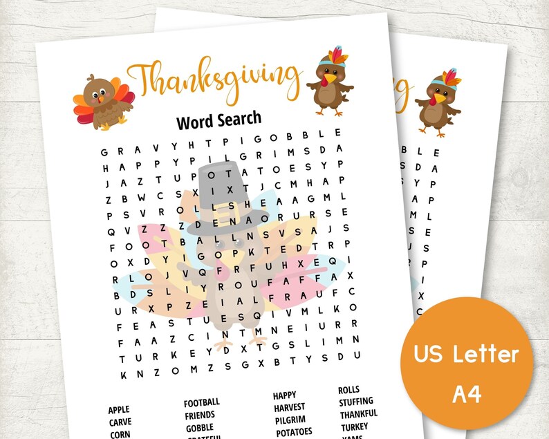 Thanksgiving Word Search, Printable Game, Digital Download, Word Game ...