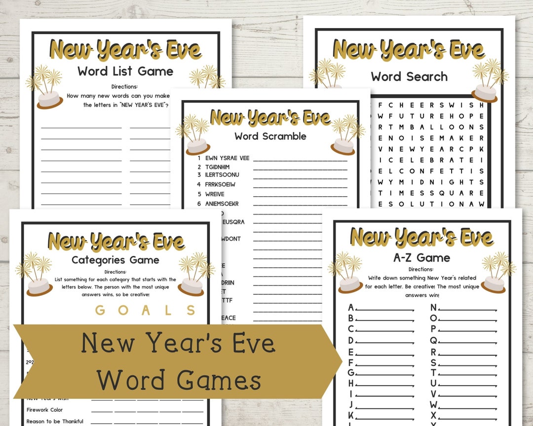 New Year's Activities Bundle - Word Games - Etsy