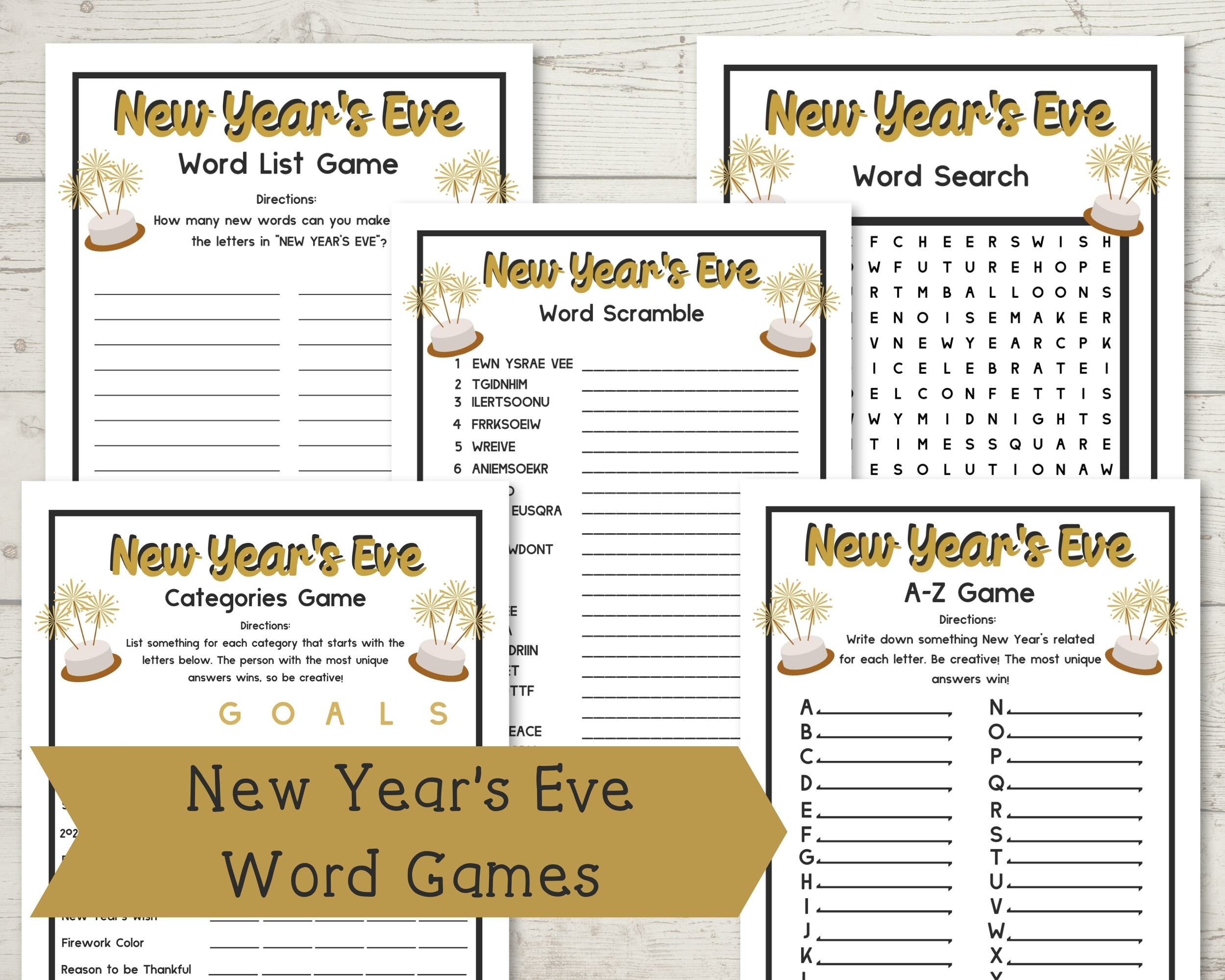 New Year's Activities Bundle - Word Games - Etsy