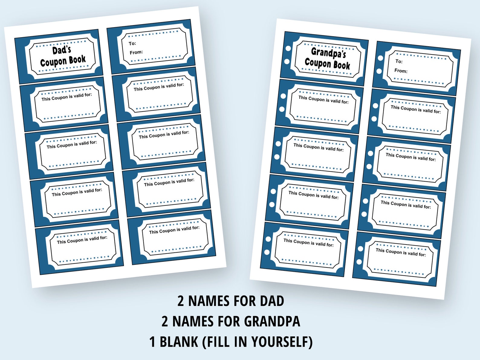Father's Day Coupon Book DIY Gift for Dad, Personalized Father's Day ...