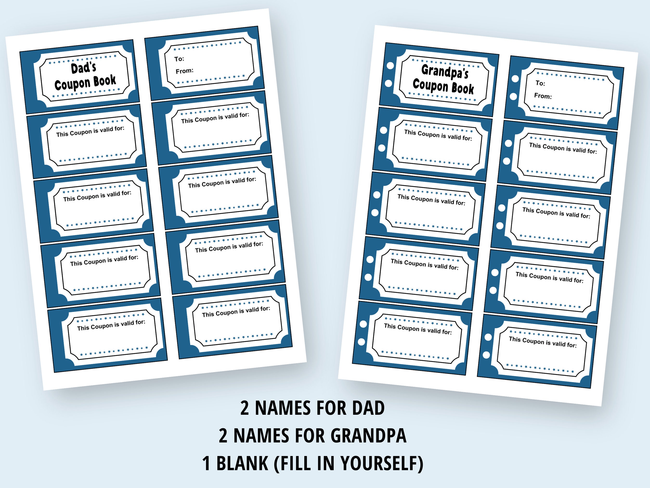 Father's Day Coupon Book DIY Gift for Dad, Personalized Father's Day ...