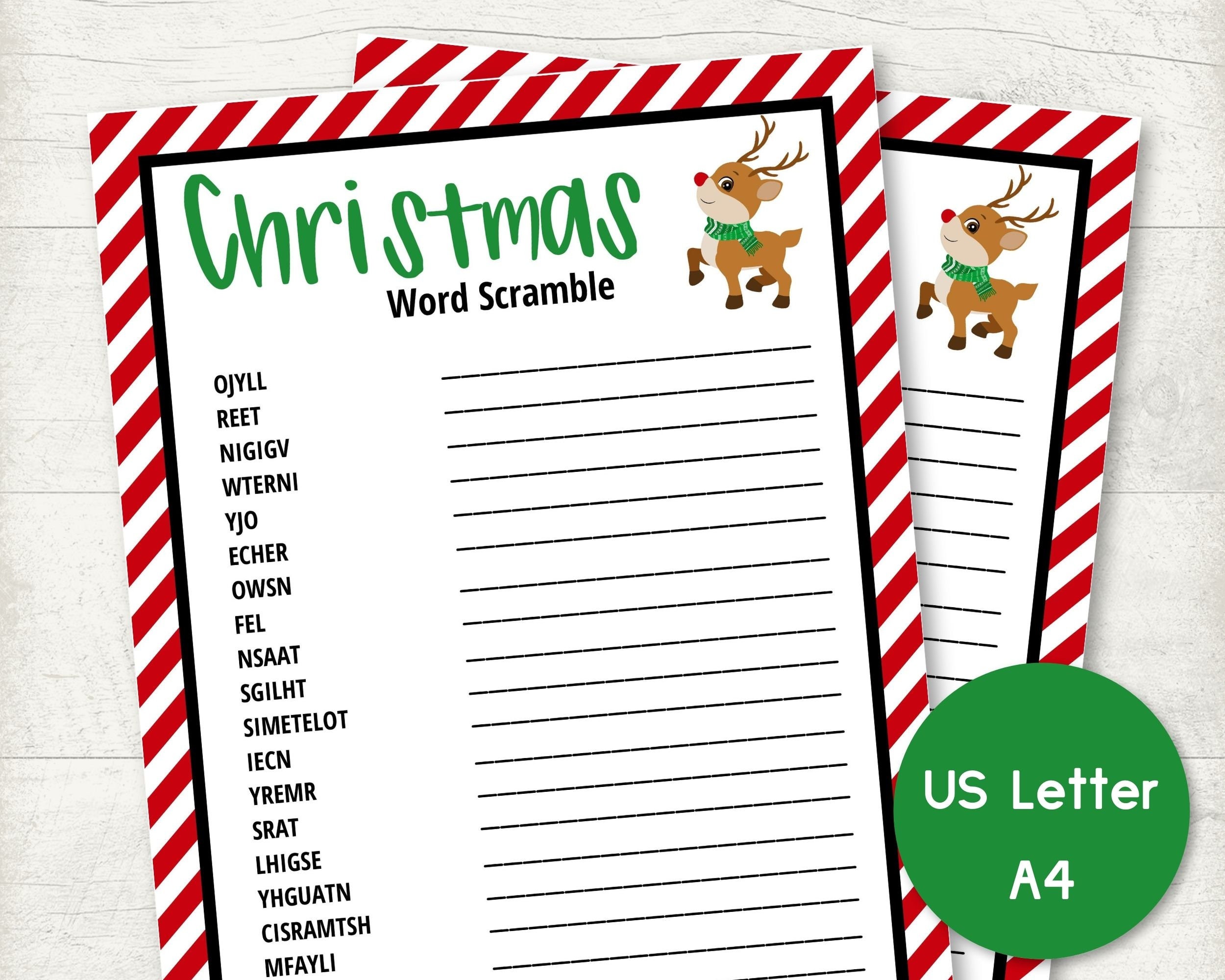 Christmas Word Scramble, Printable Game, Digital Download, Word Game ...