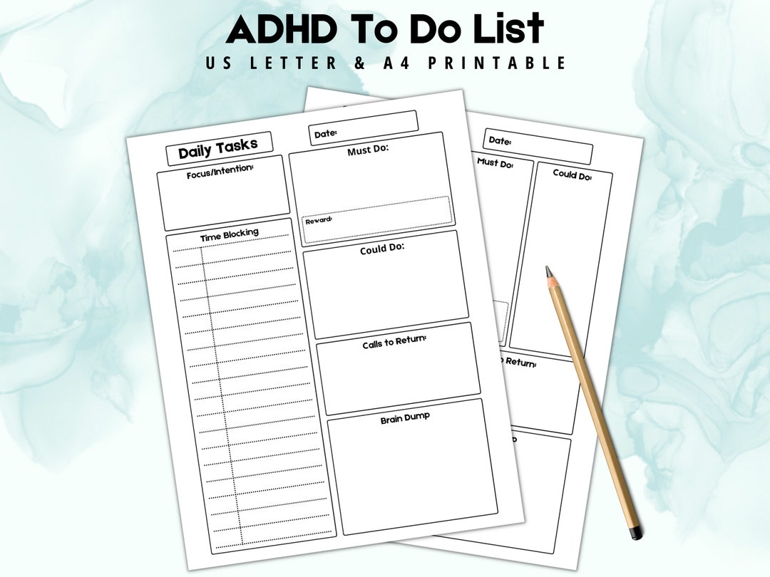 ADHD to Do Lists Brain Dump Time Blocking Daily Planner ADHD Mom ...