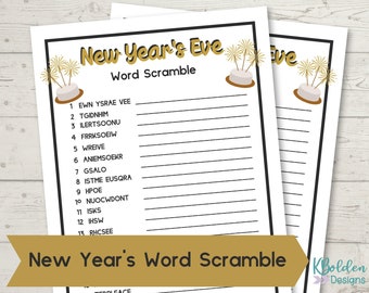 New Year's Word Scramble New Year's Eve Printable Game Holiday Word ...