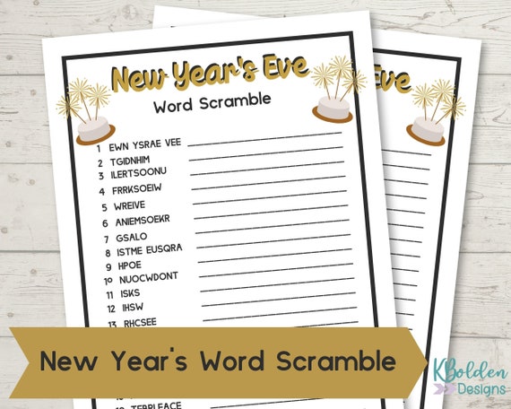 New Year's Eve Word Scramble | Etsy