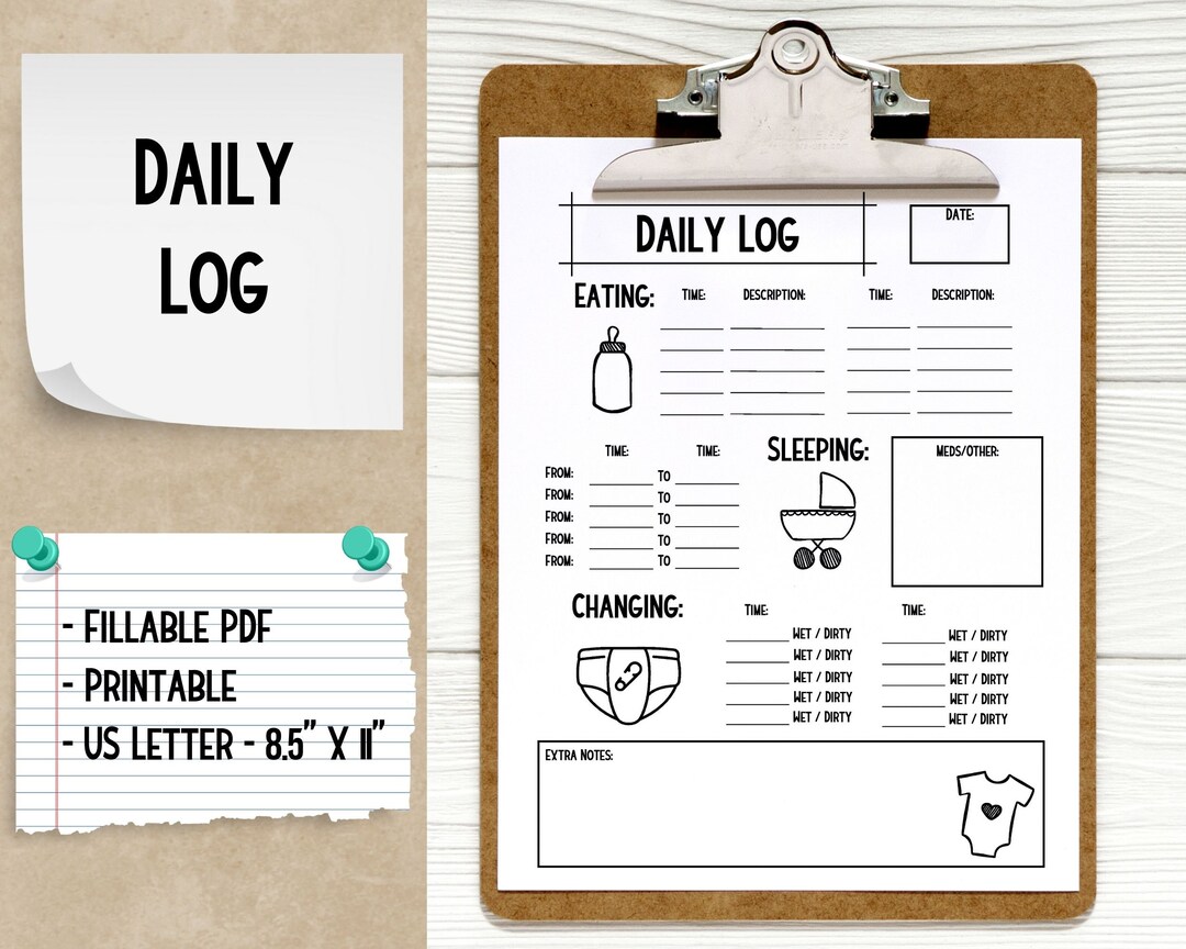 Baby Log and Schedule, Infant Daily Log Printable, Newborn Daily Log ...