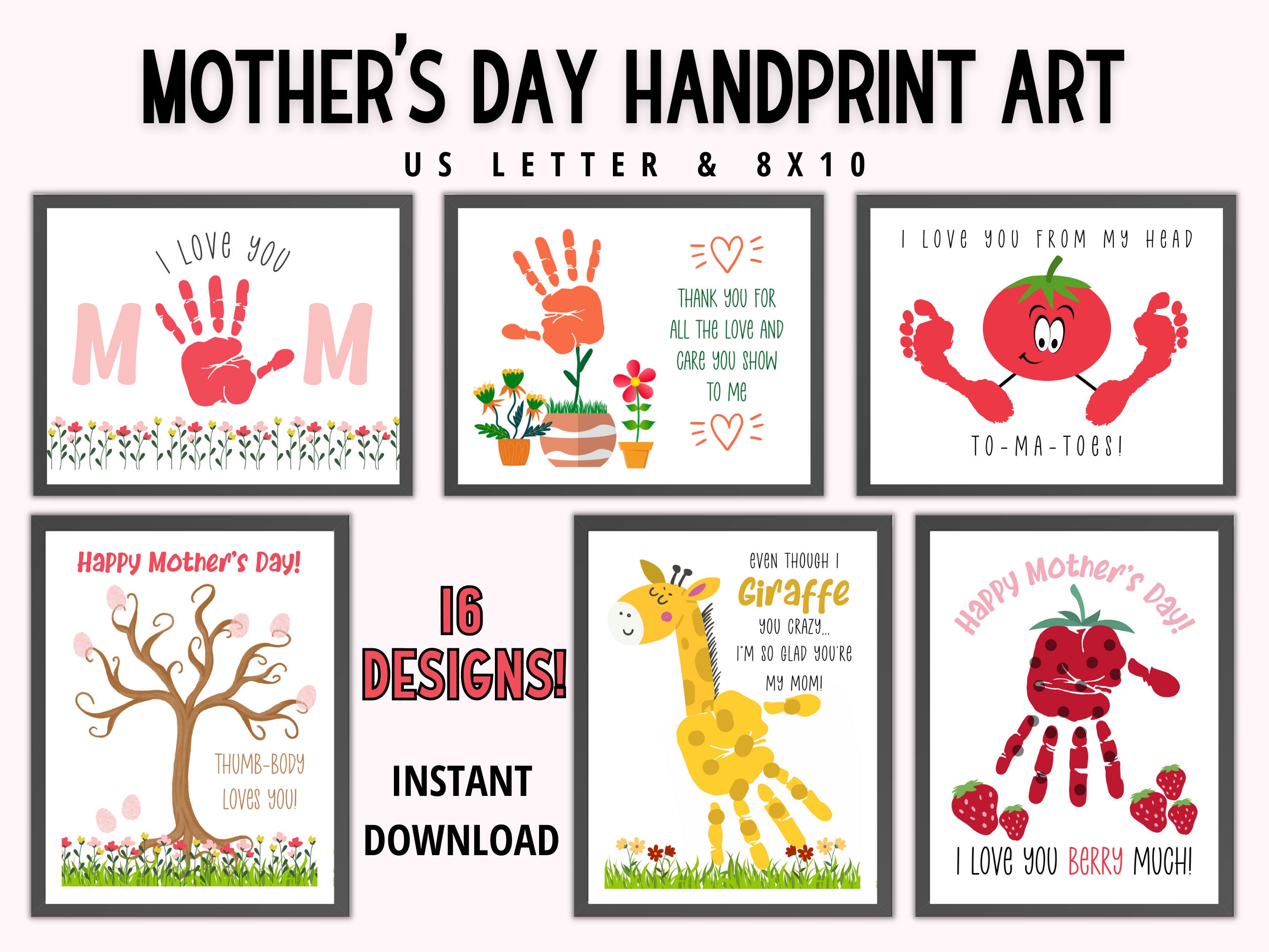 Mother's Day Handprint Art Bundle, Sentimental Mom Gift From Kids ...