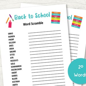 Back to School Word Scramble, Printable Games, Digital Download, Word ...