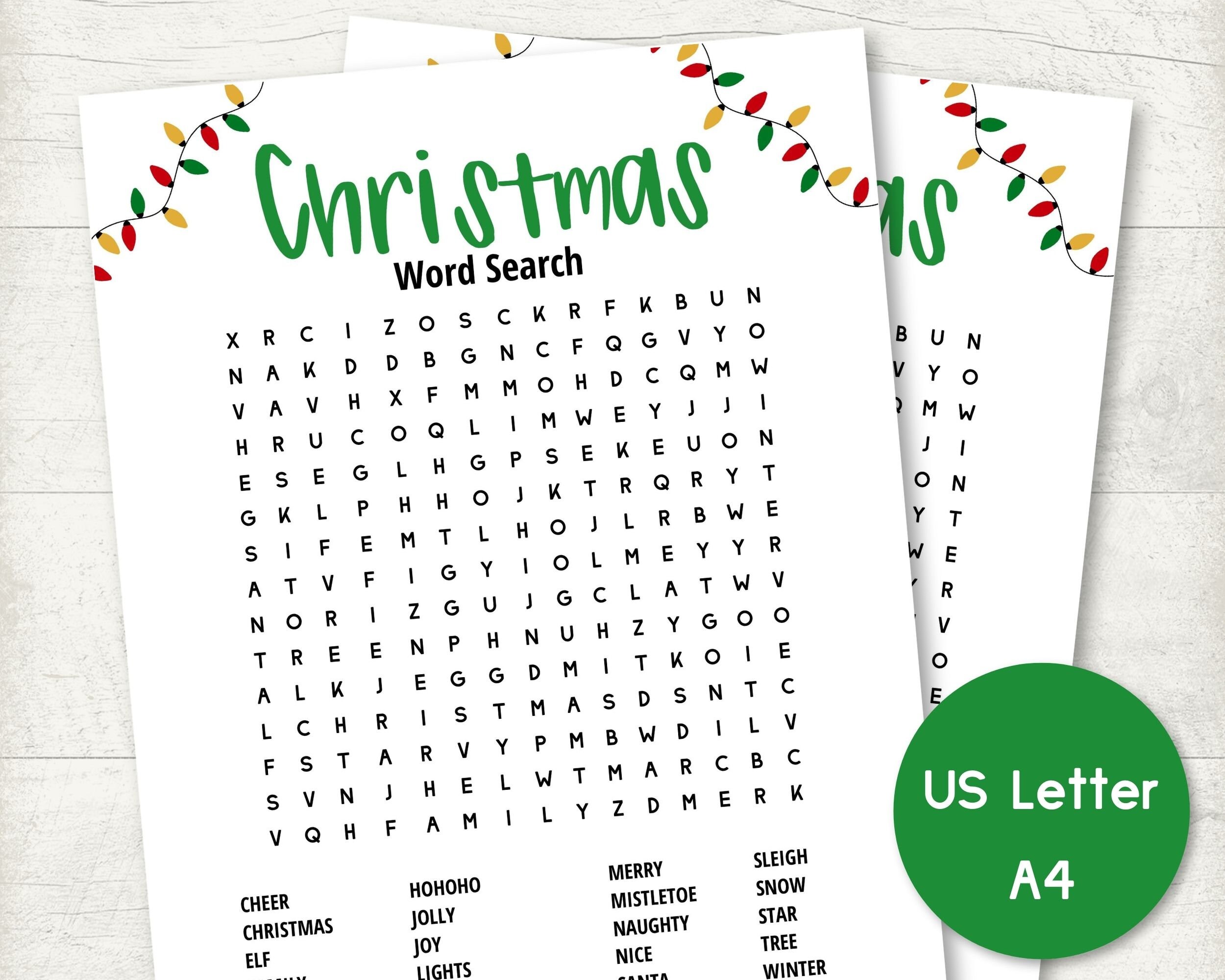 Christmas Word Search, Printable Game, Digital Download, Word Game ...