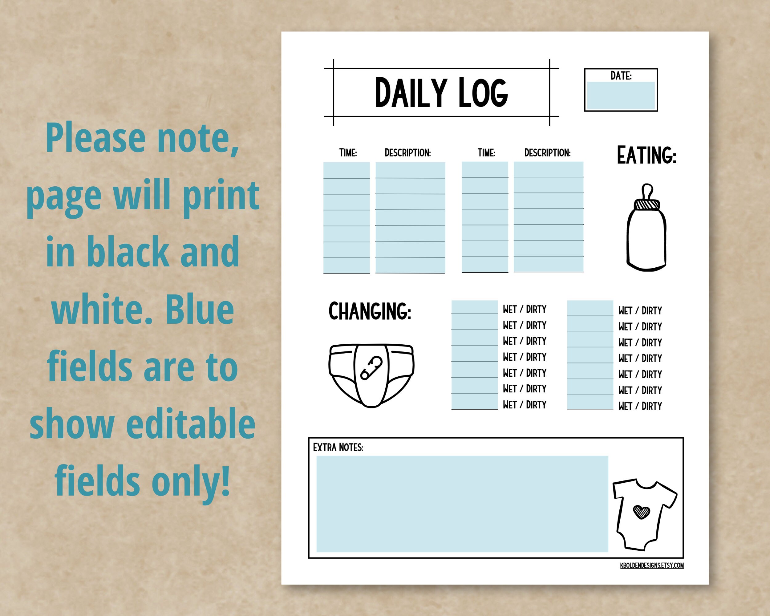 Baby Log and Schedule, Infant Daily Log Printable, Newborn Daily Log ...