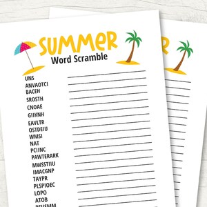 Summer Word Scramble, Digital Download, Word Games, Last Day of School ...