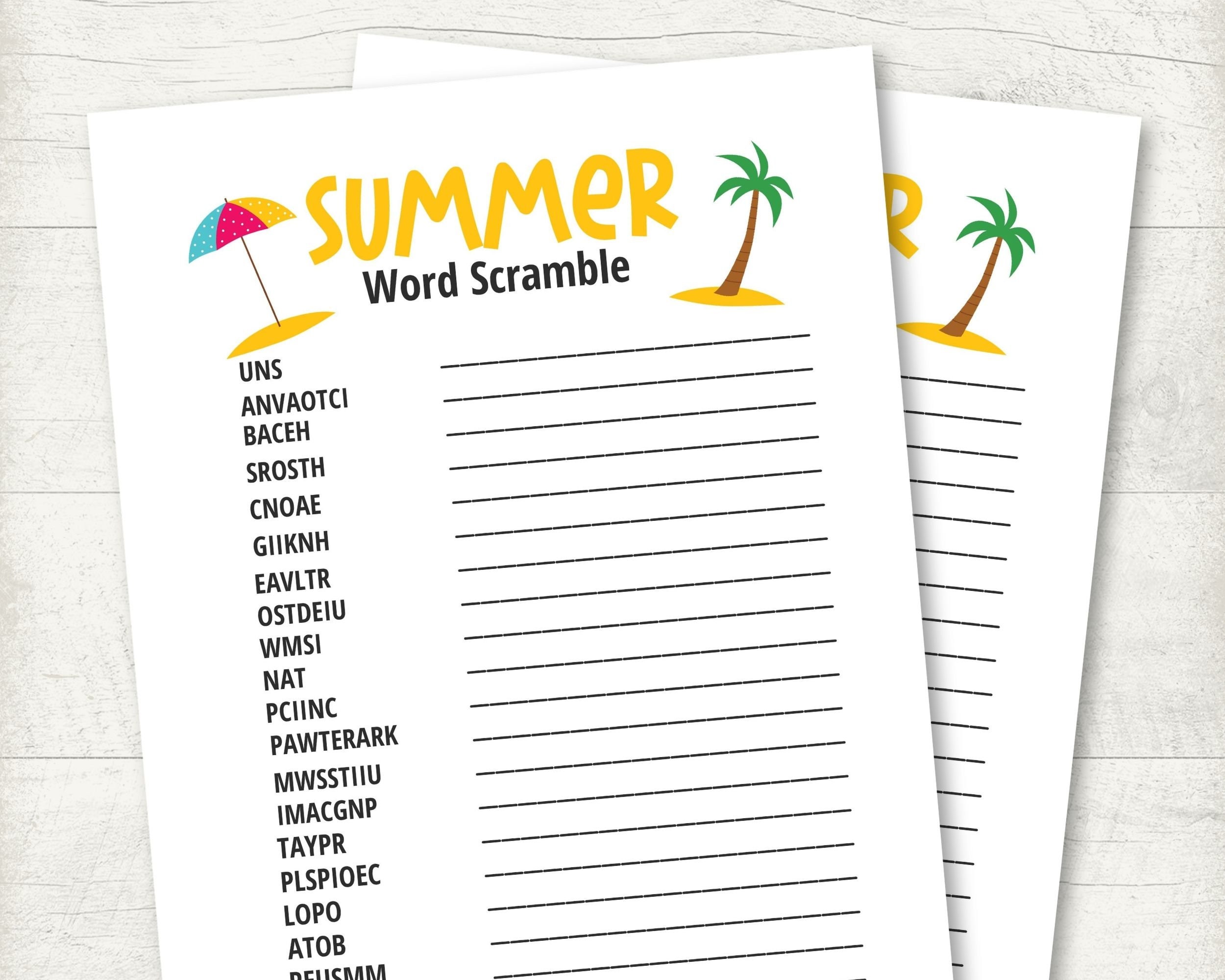 Summer Word Scramble, Digital Download, Word Games, Last Day of School ...