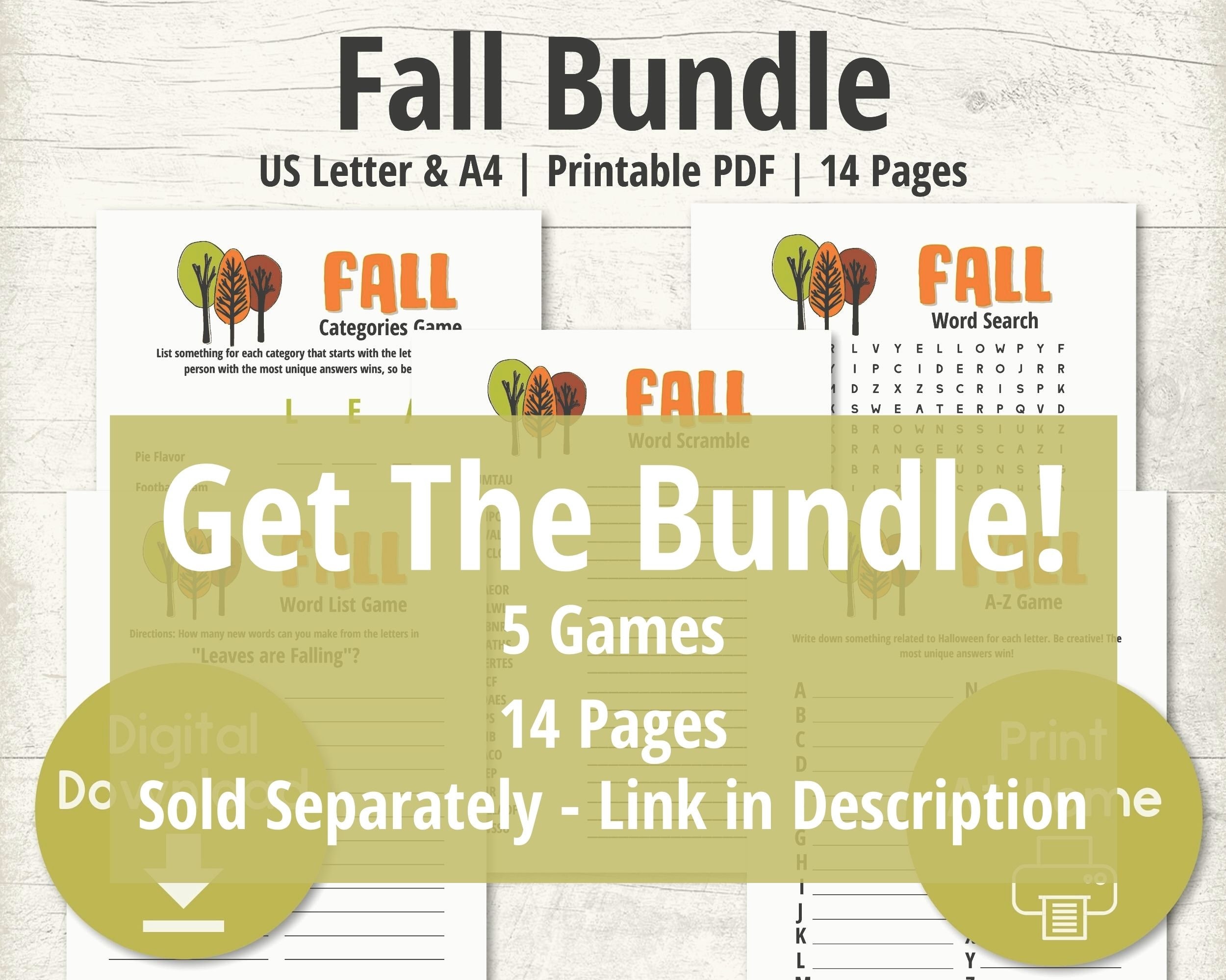 Fall Word Search, Printable Games, Digital Download, Word Games ...