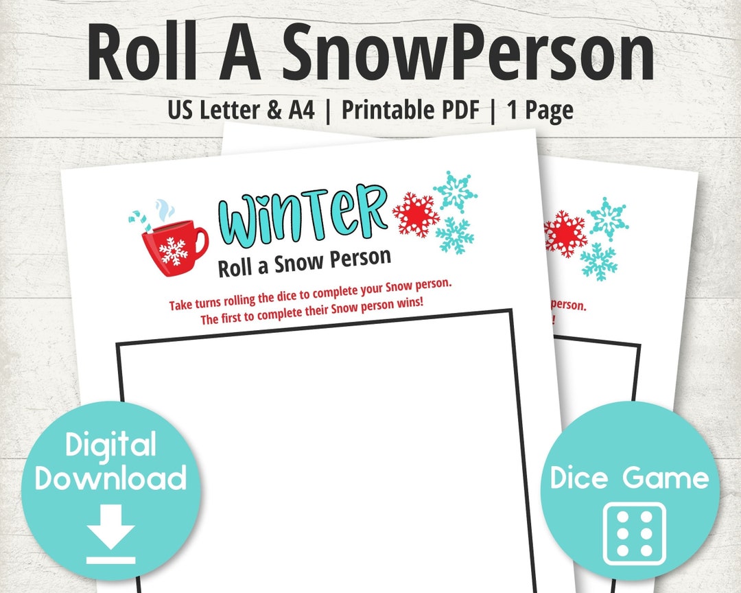 Winter Dice Game Printable Roll a Snowman Roll a Snowperson Word Game ...