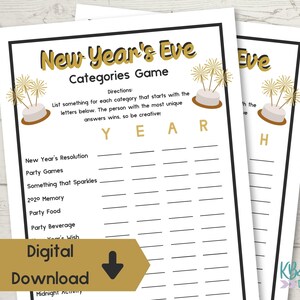 New Year's Activities Bundle - Word Games - Etsy