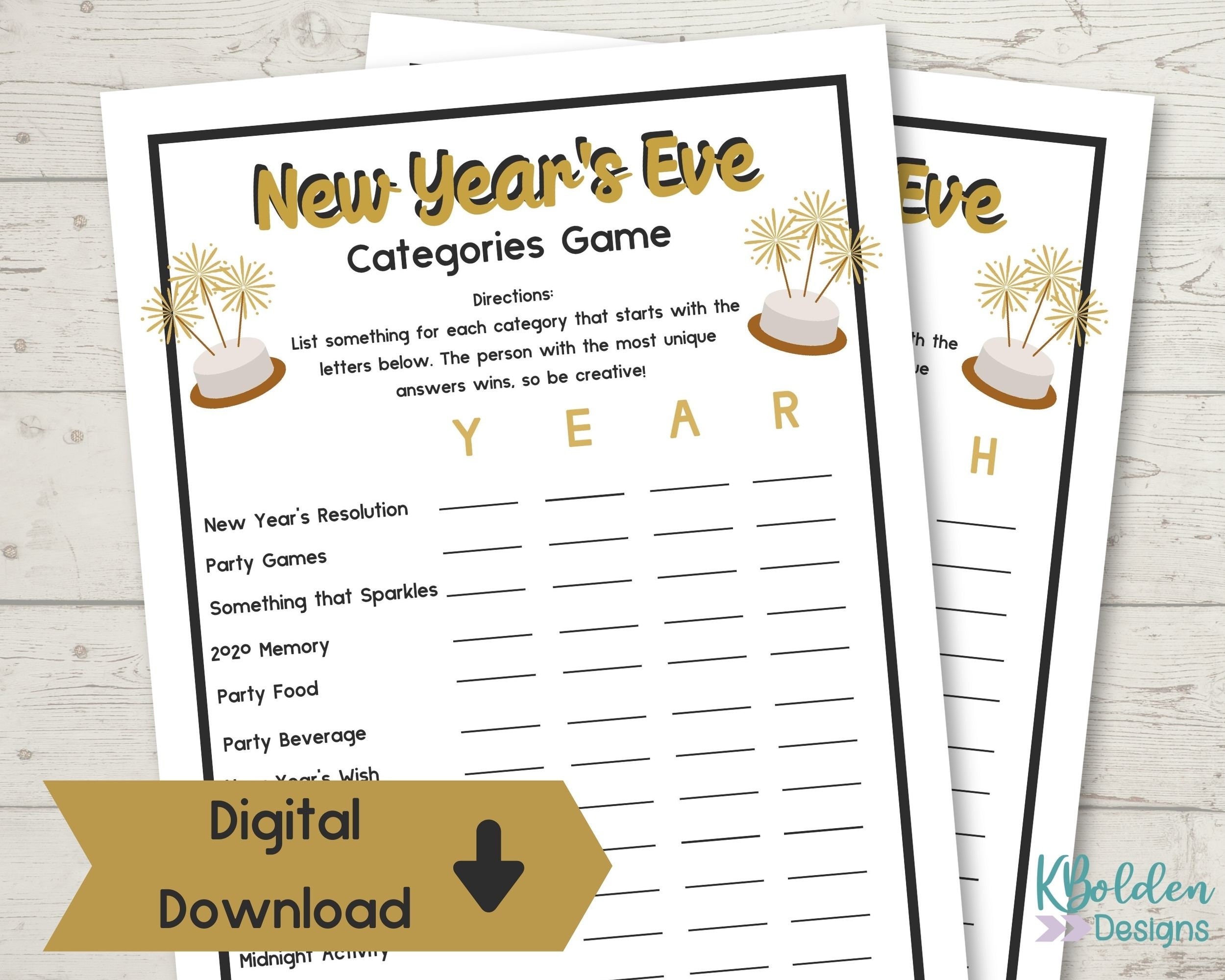 New Year's Activities Bundle - Word Games - Etsy