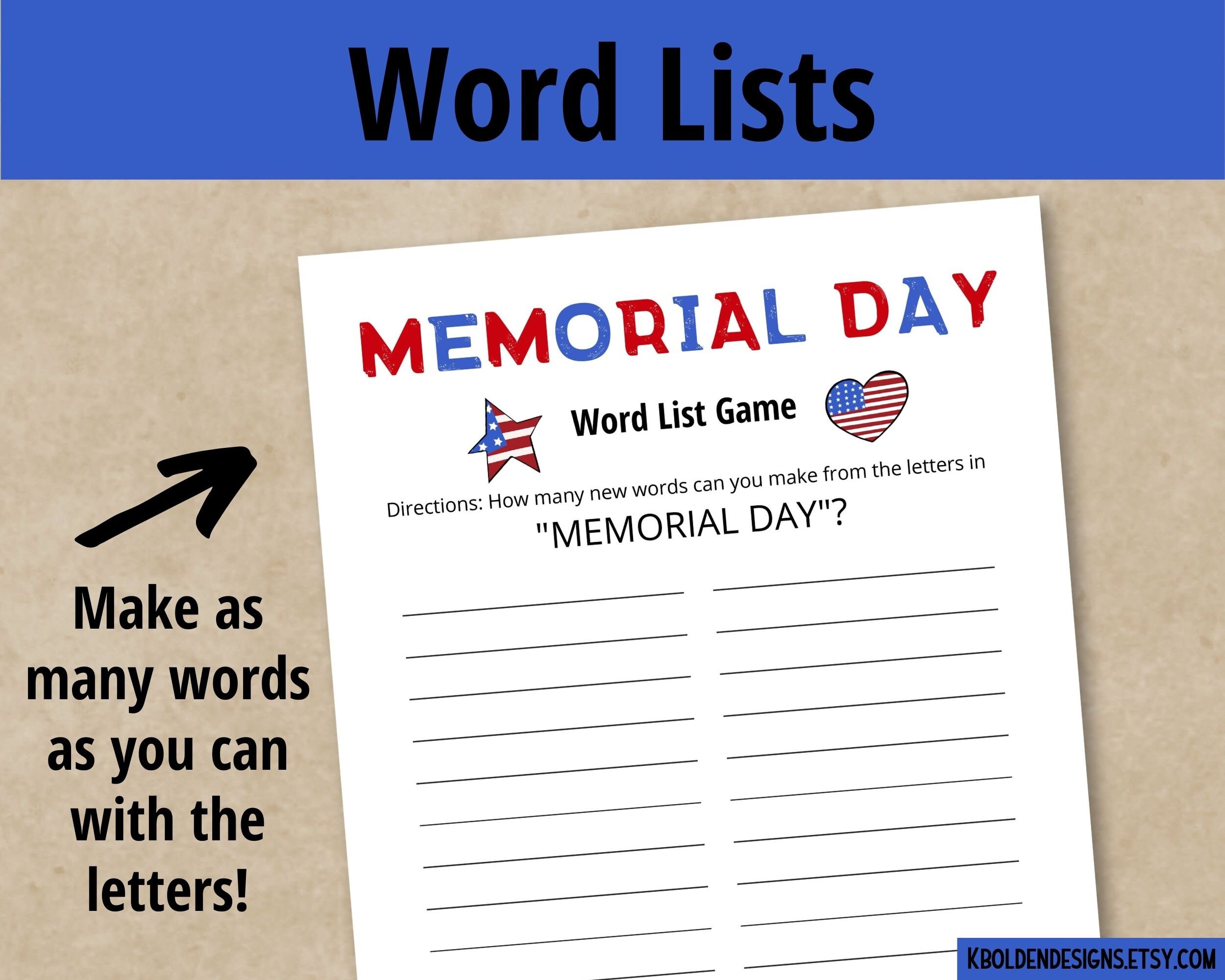 Memorial Day Printable Activity Bundle, Digital Download, Word Search ...