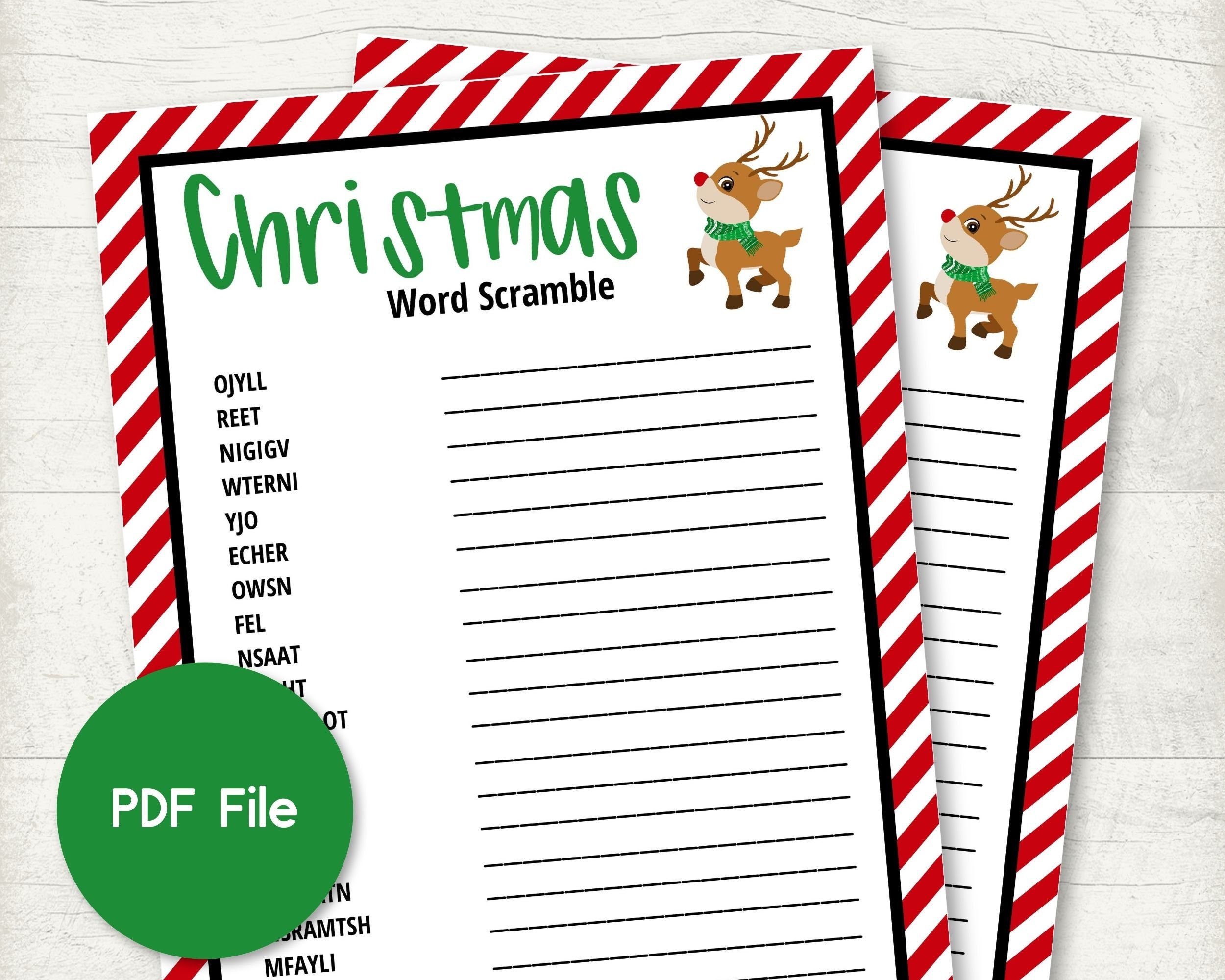 Christmas Word Scramble, Printable Game, Digital Download, Word Game ...