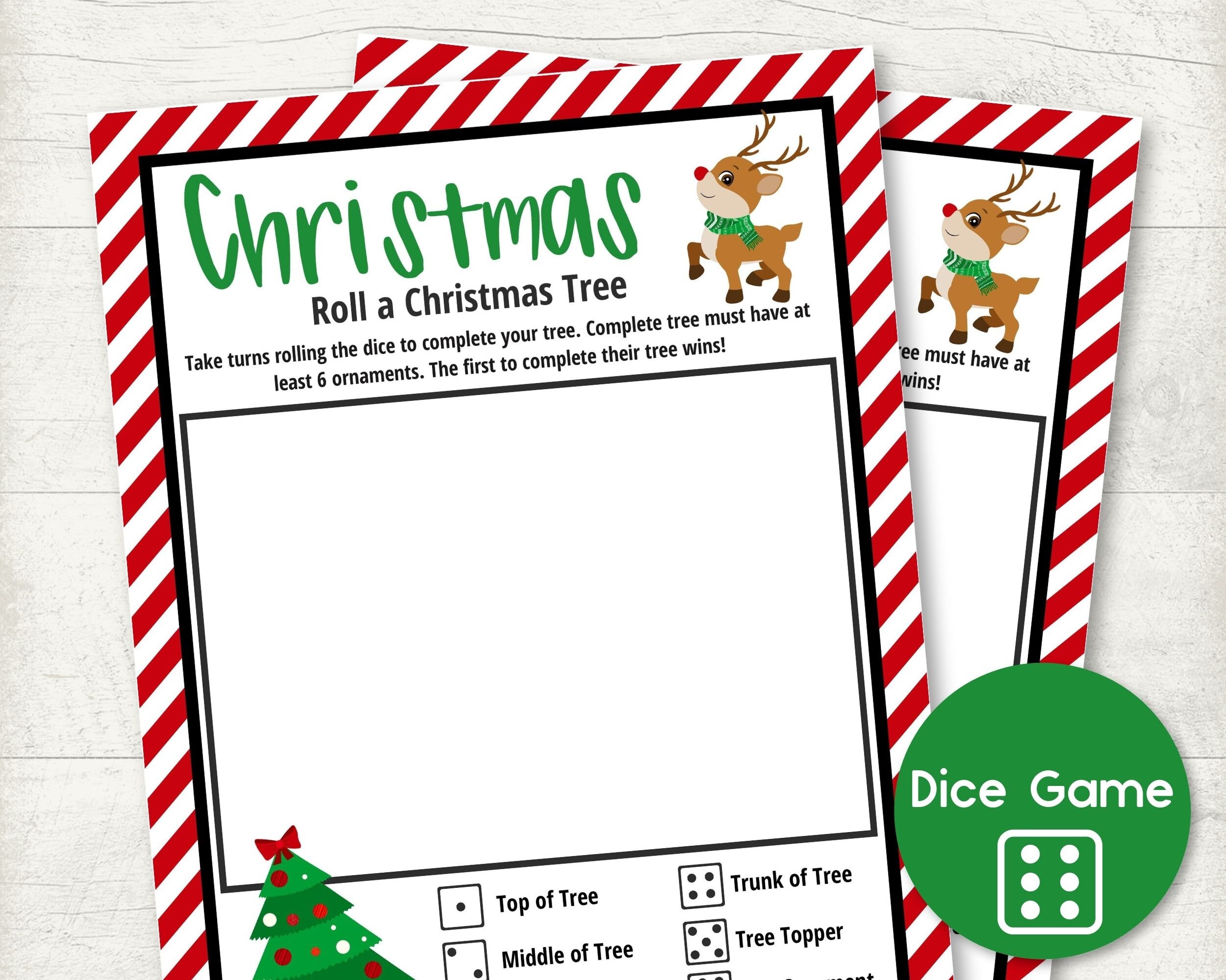 Roll a Christmas Tree Dice Game Printable Holiday Party Game Family ...