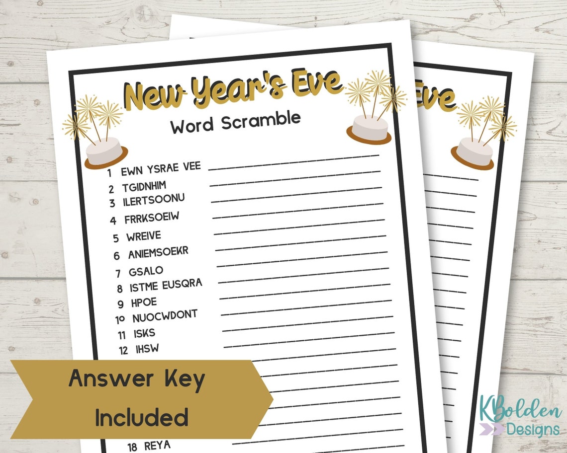 New Year's Eve Word Scramble - Etsy