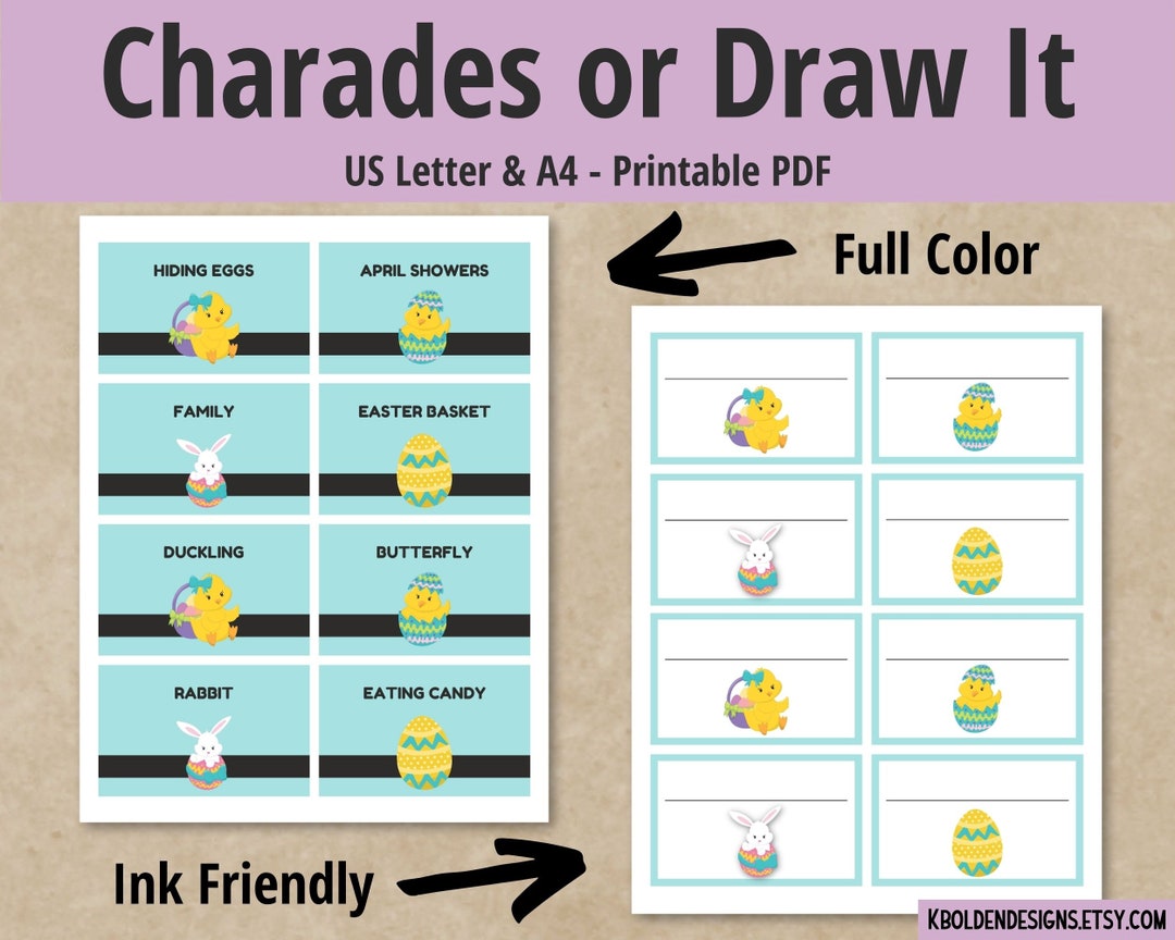 Easter Printable Charades, Springtime Draw the Word, Digital Download ...