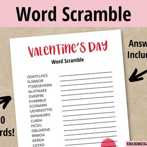 Valentine's Day Printable Activities Bundle, Word Search, Word Scramble ...