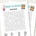Back to School Word Search, Printable Games, Digital Download, Word ...