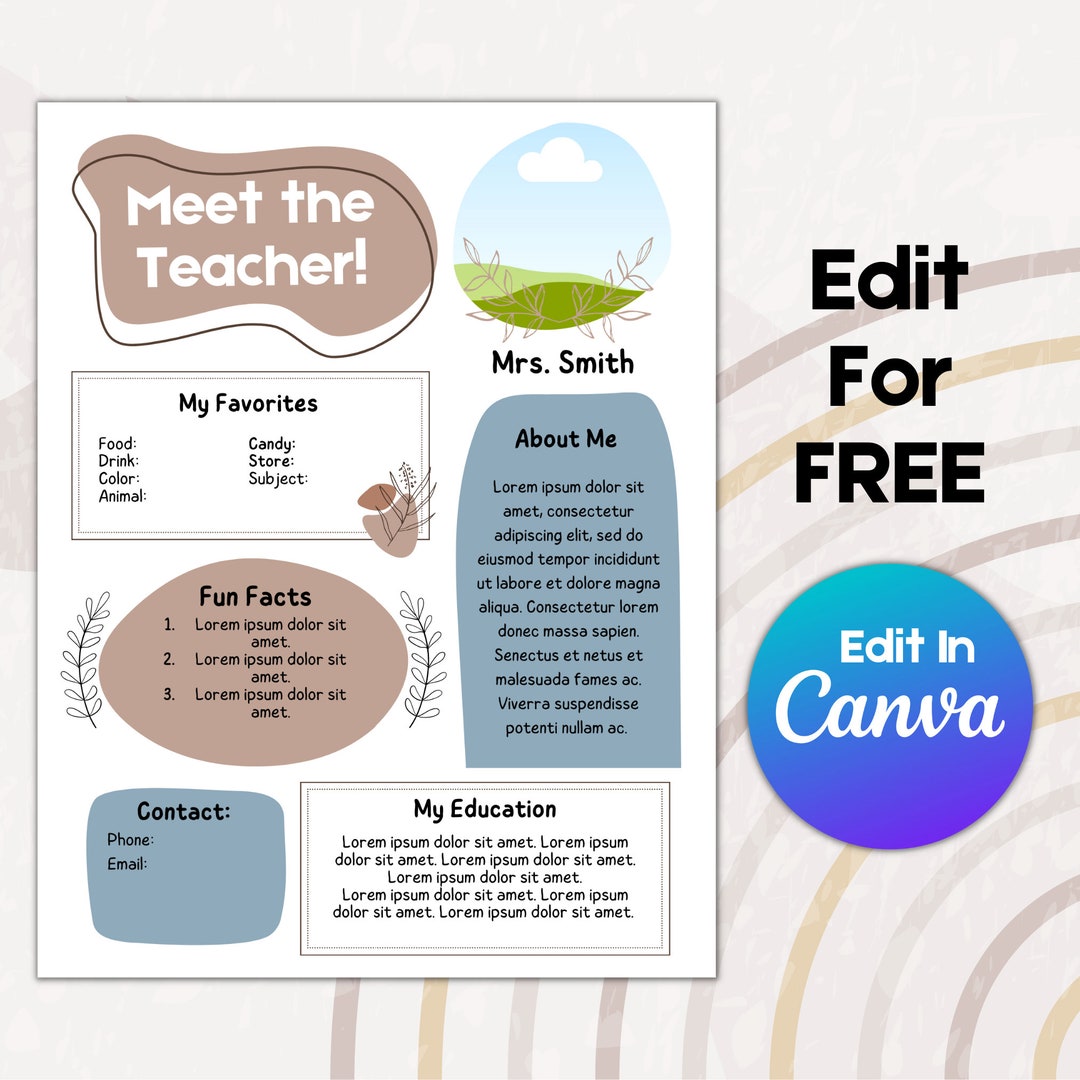 Editable Meet the Teacher Canva Template Newsletter Template Teacher ...