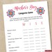 Mother's Day Printable Categories Game, Digital Download, Word Games ...