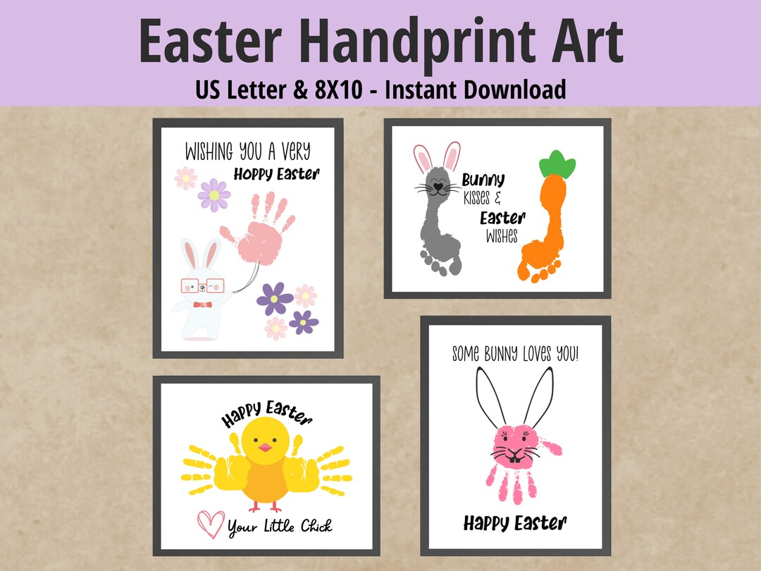 Easter Handprint Art, Easter Footprint Craft, Thumbprint Printable Art ...
