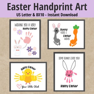 Easter Handprint Art, Easter Footprint Craft, Thumbprint Printable Art ...