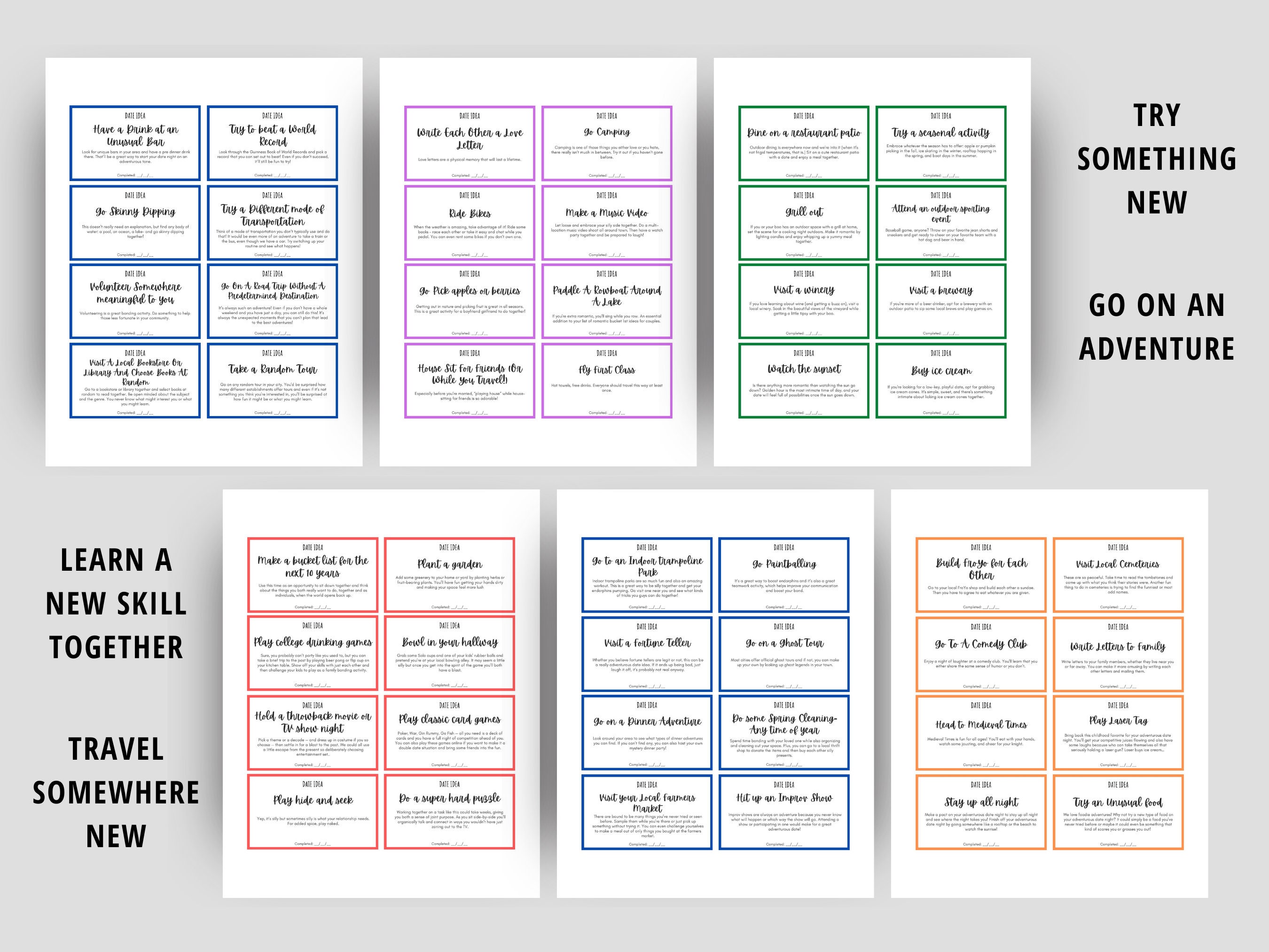 Printable Date Cards for Date Night, Date Night Idea Card Game, DIY ...