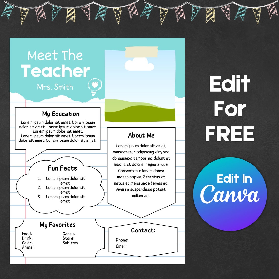 Editable Meet the Teacher Canva Template Newsletter Template Teacher ...