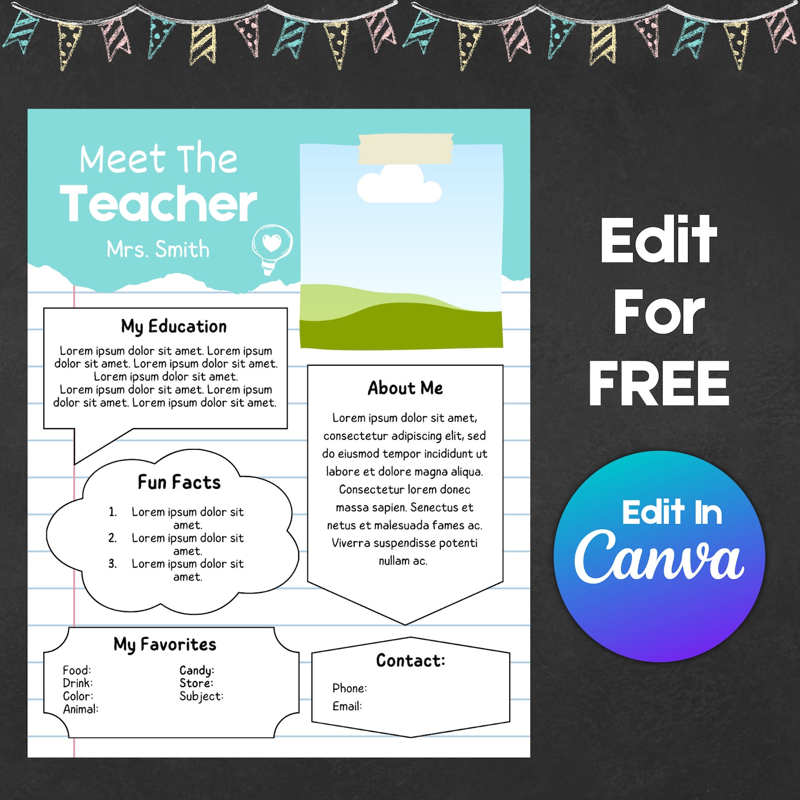 Editable Meet the Teacher Canva Template Newsletter Template Teacher ...