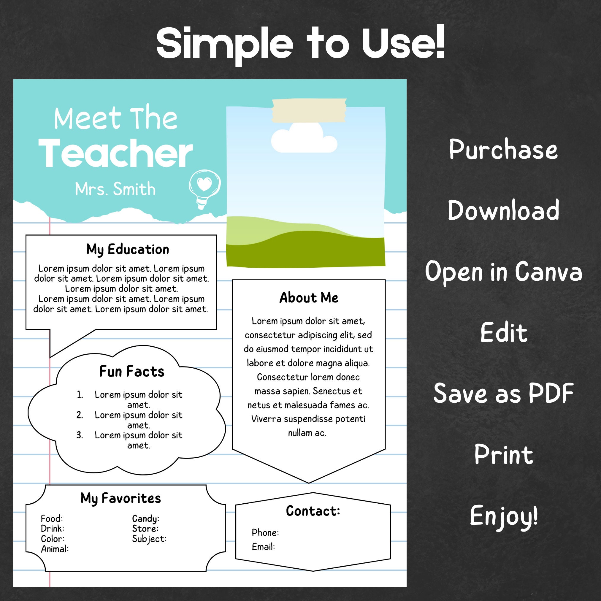 Editable Meet the Teacher Canva Template Newsletter Template Teacher ...