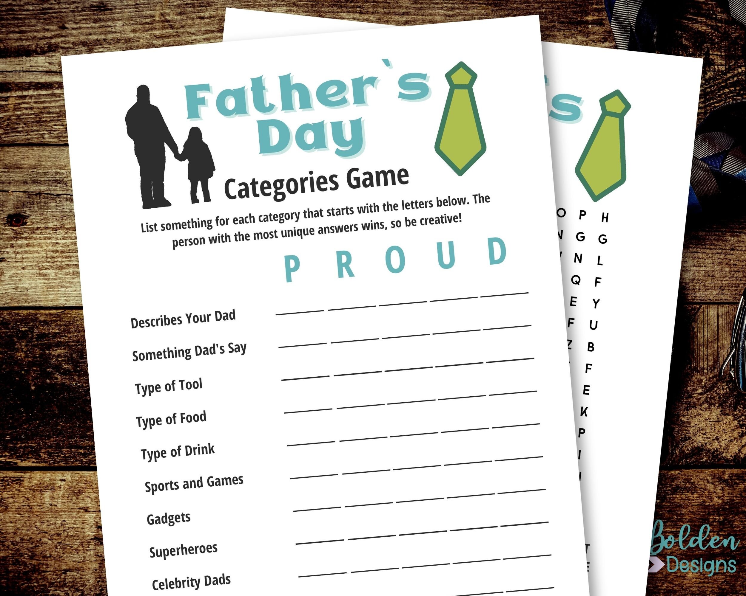 Father's Day Printable Games Bundle, Father's Day Word Games, Word ...