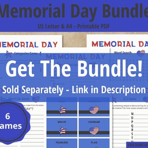 Memorial Day Printable Word Search, Digital Download, Classroom ...