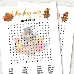 Thanksgiving Word Search, Printable Game, Digital Download, Word Game ...