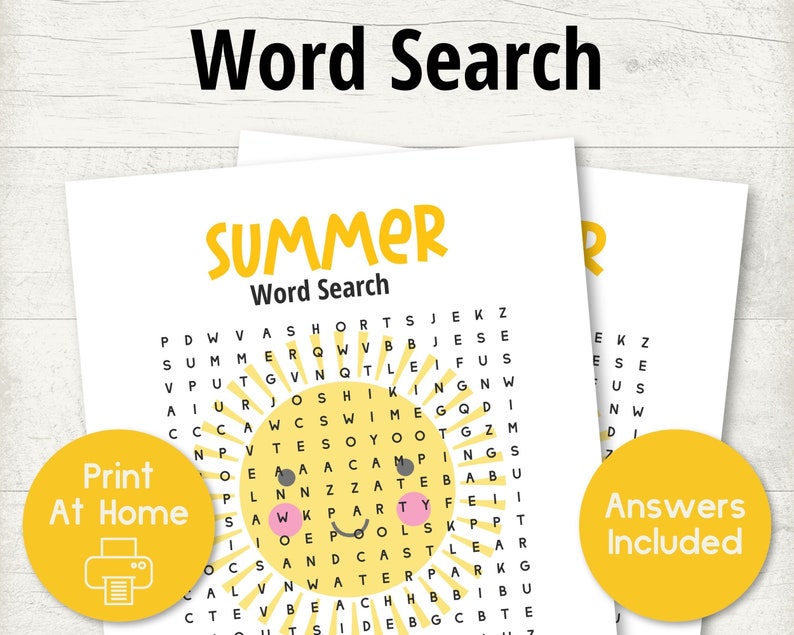 Summer Printable Games Bundle, Summer Word Games, End of School Year ...